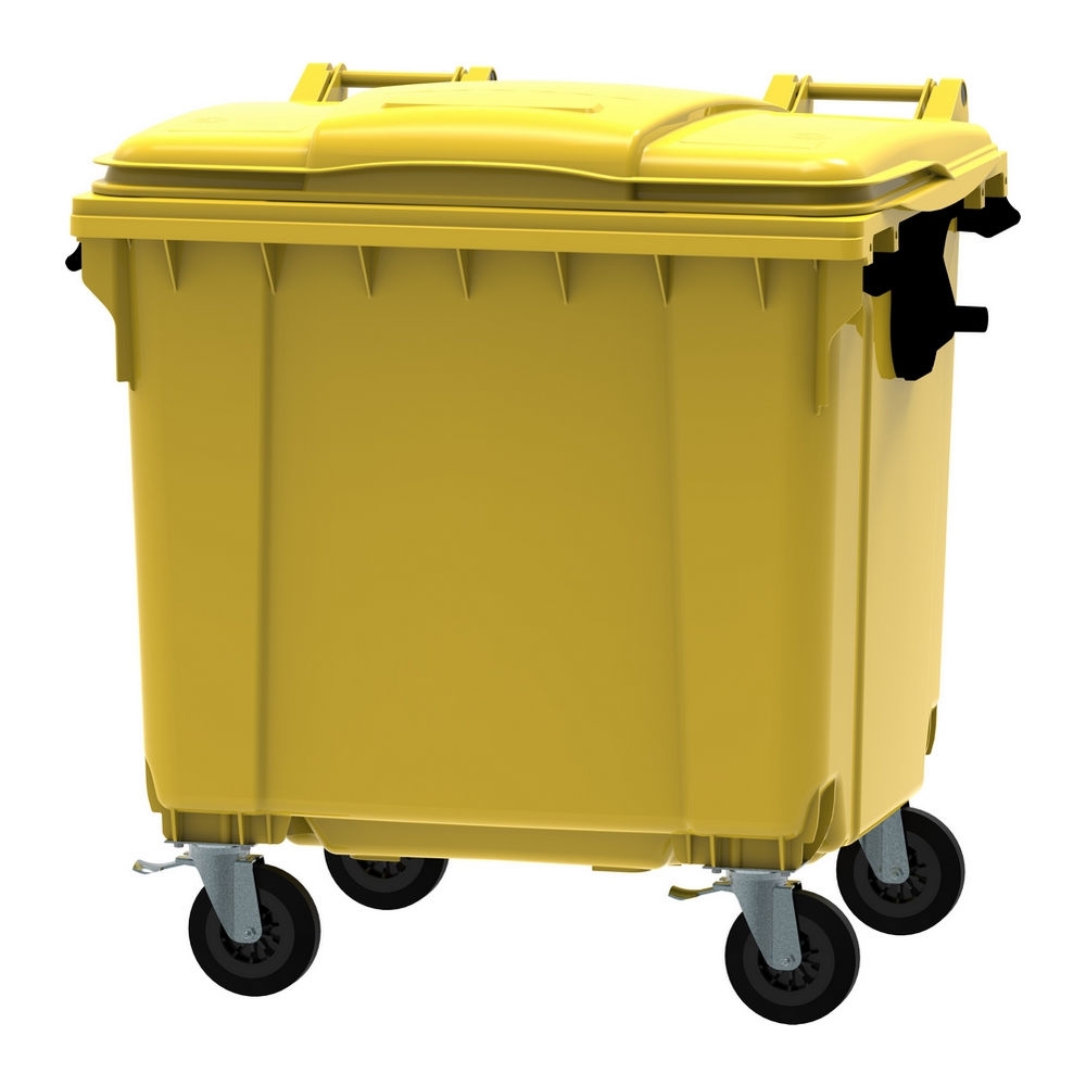 Container 1100 liter vlak deksel geel kopen? • Kantinewinkel.nl ...